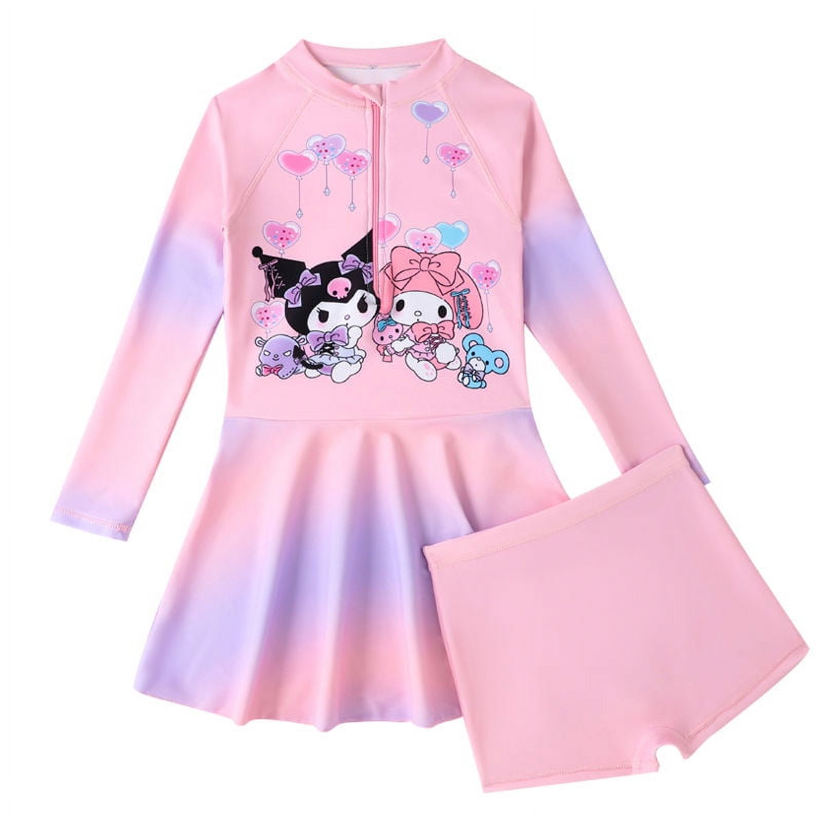Anime My Melody Kuromi Swimwear Long Sleeve Pants Set Sunscreen Cute ...