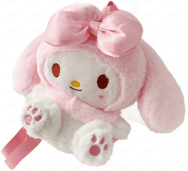 Anime My Melody Plush Backpack Cartoon Pink Cute Big Ear Rabbit Stuffed ...