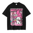 Anime My Melody T Shirt Vintage Washed Kuromi T-shirts Retro Streetwear ...
