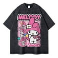 Anime My Melody T Shirt Vintage Washed Kuromi T-shirts Retro Streetwear ...