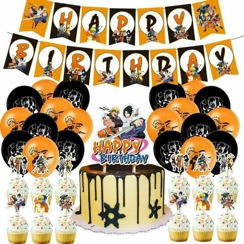Anime Naruto Birthday Party Decor Set Happy Birthday Banner Balloons ...