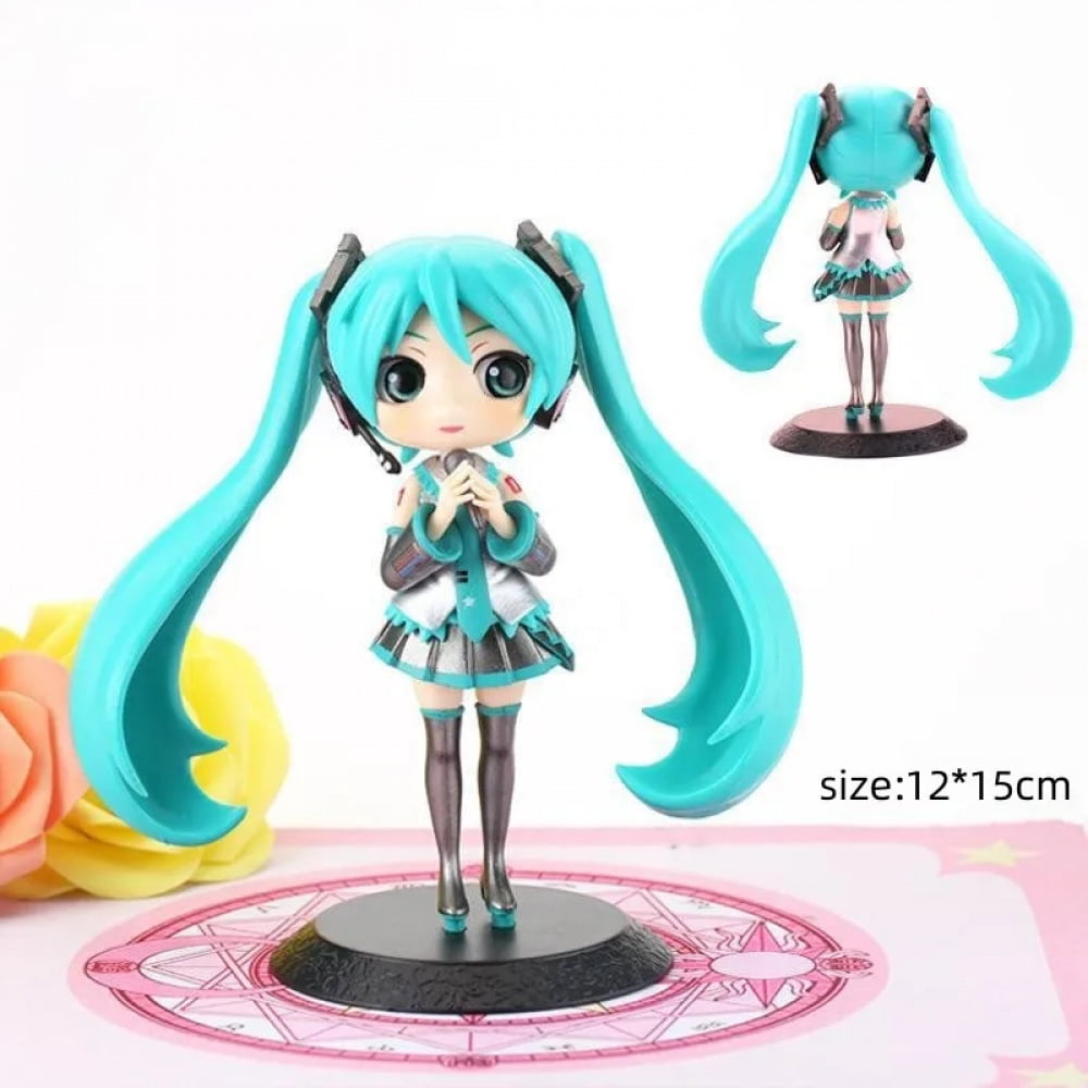 Anime New Hatsune Miku Figure Mini Character Ornaments Kawai Pink Green ...