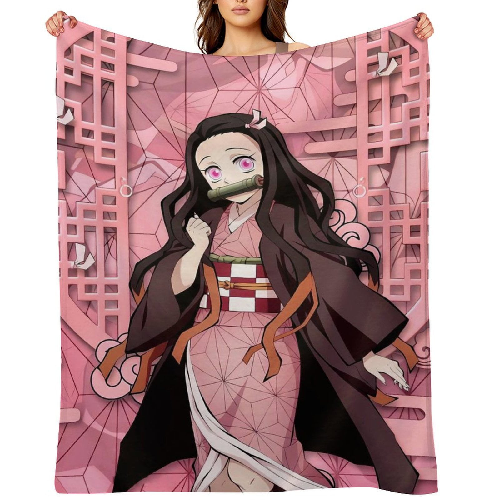 Anime Nezuko Demon Slayer Flannel Blanket, Ultra Soft Warm Throw ...