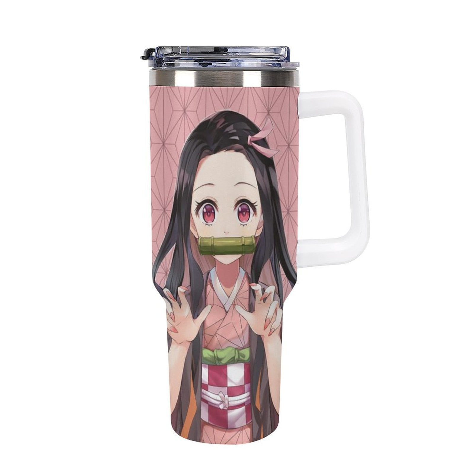Anime Nezuko Kamado Car Cup Tumbler with Handle & Straw 40 Oz Cupholder ...