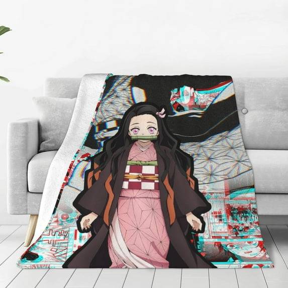 Anime Nezuko Kamado Soft Lightweight Bed Blankets Plush Fuzzy Cozy ...