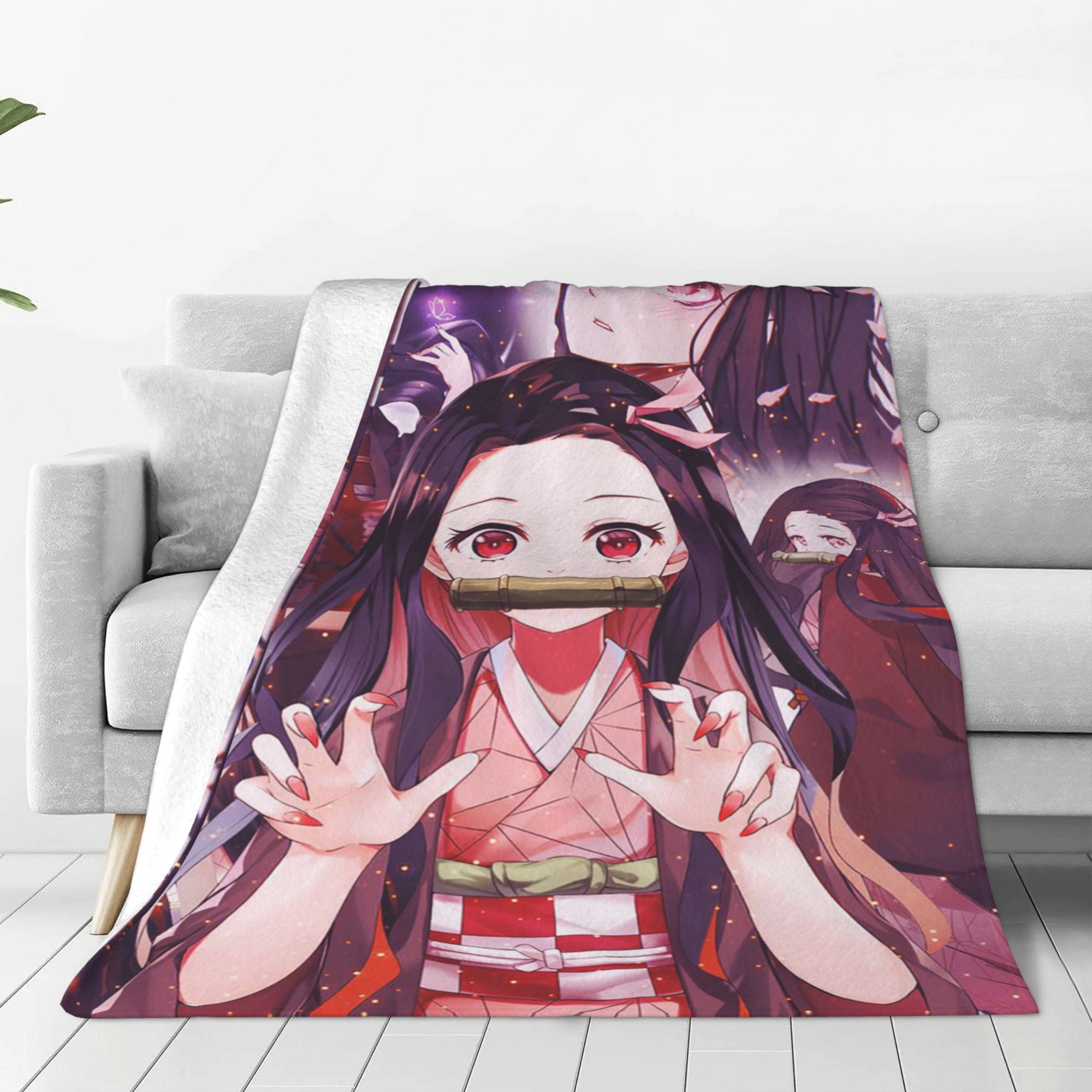 Anime Nezuko Kamado Soft Lightweight Bed Blankets Plush Fuzzy Cozy ...