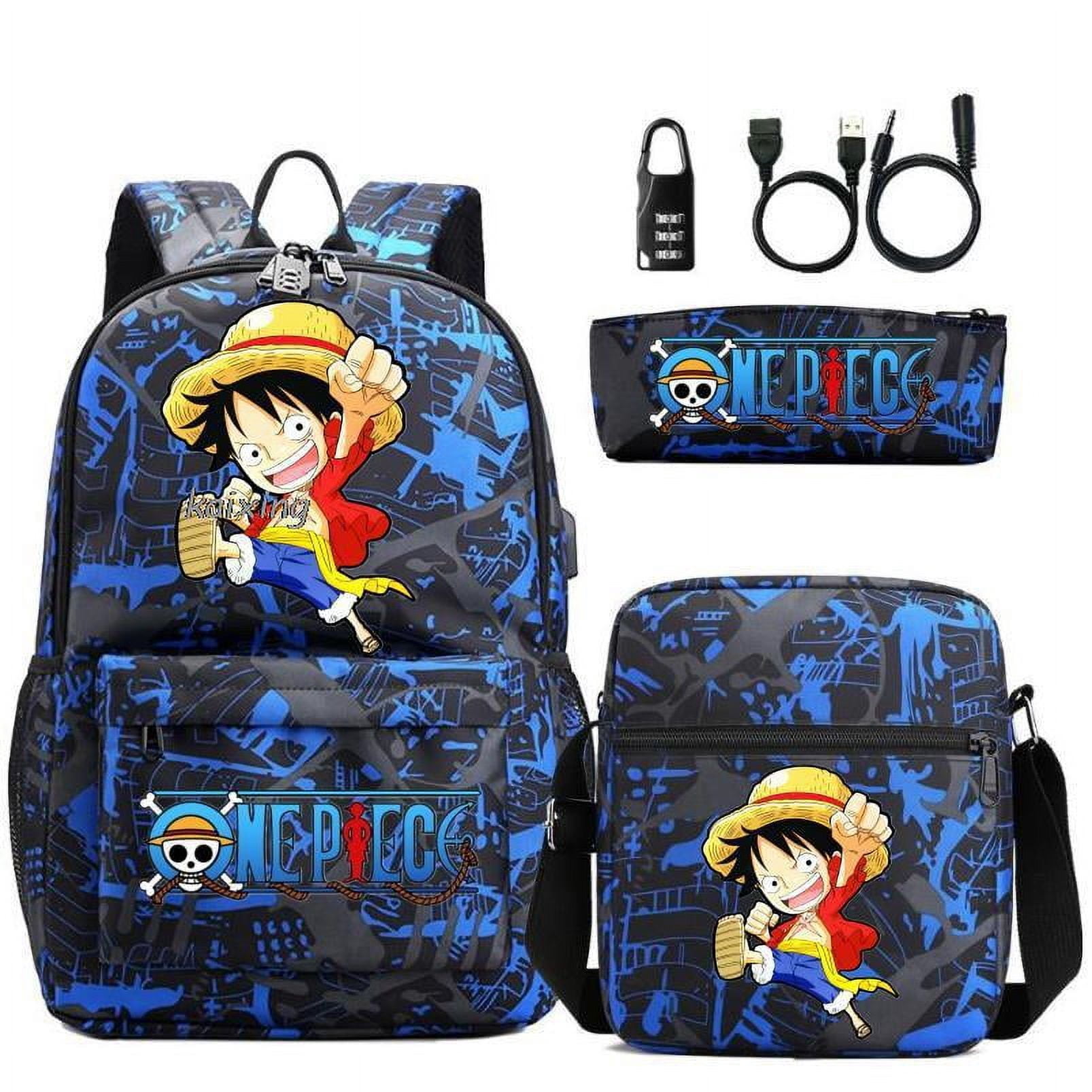 Anime ONE-PIECE Backpack for Teen/Womens/Mens Cartoon Backpack Set ...