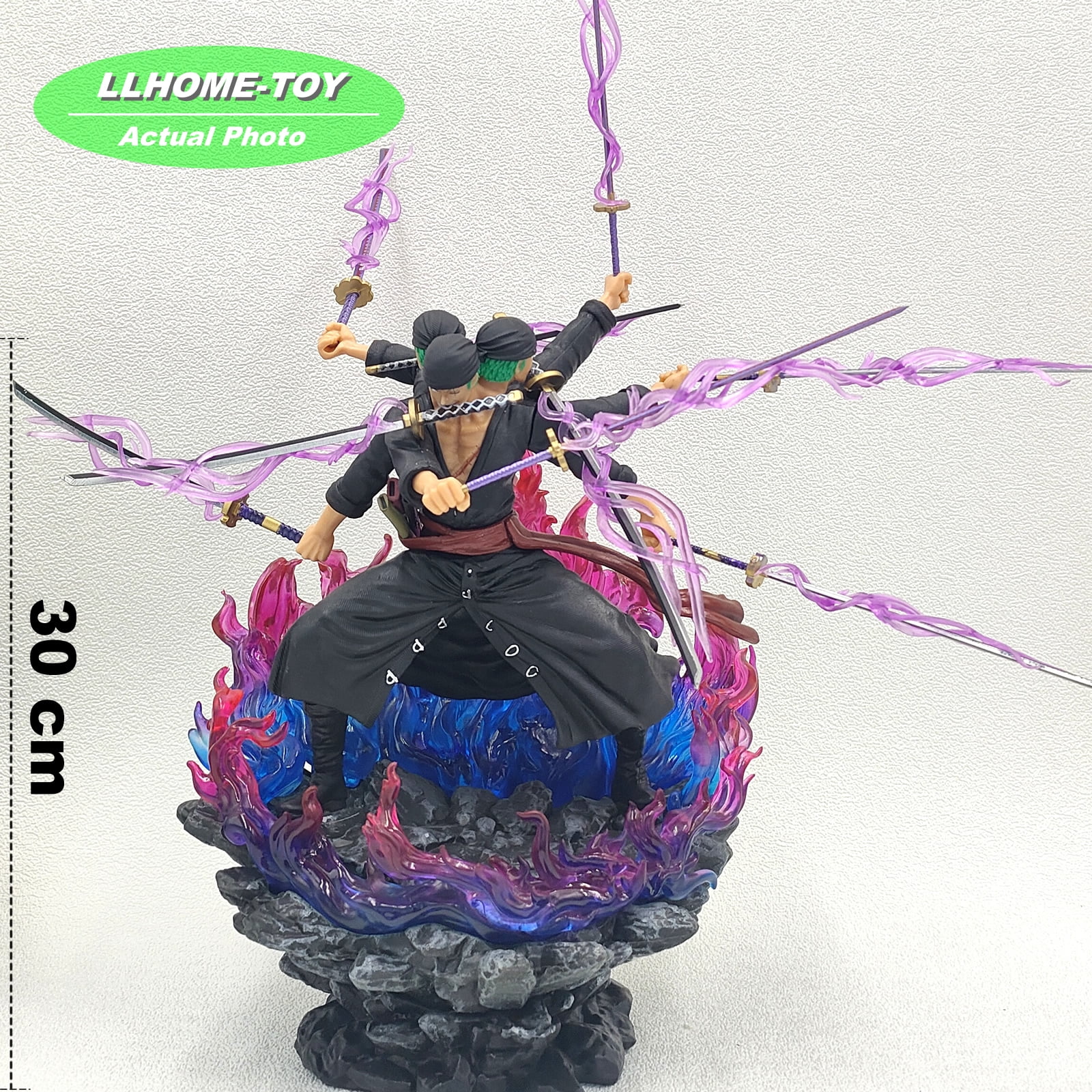 Anime ONE PIECE Roronoa Zoro 3 heads 9 Knives Asura Wano Figure Statue ...