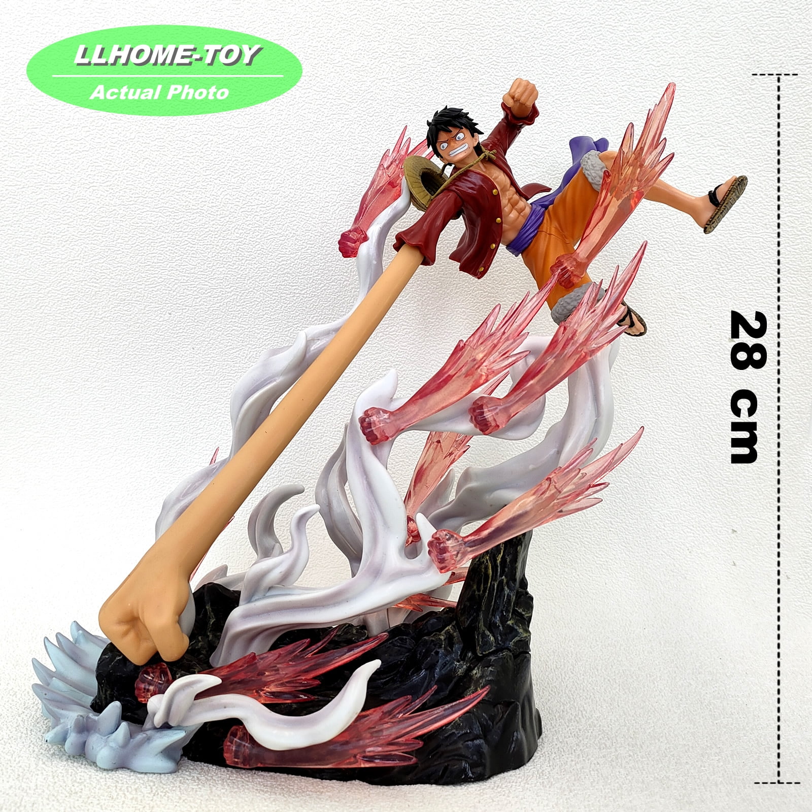 Anime OP Monkey D Luffy Long Fist Battle Fight PVC Action Figure Statue ...