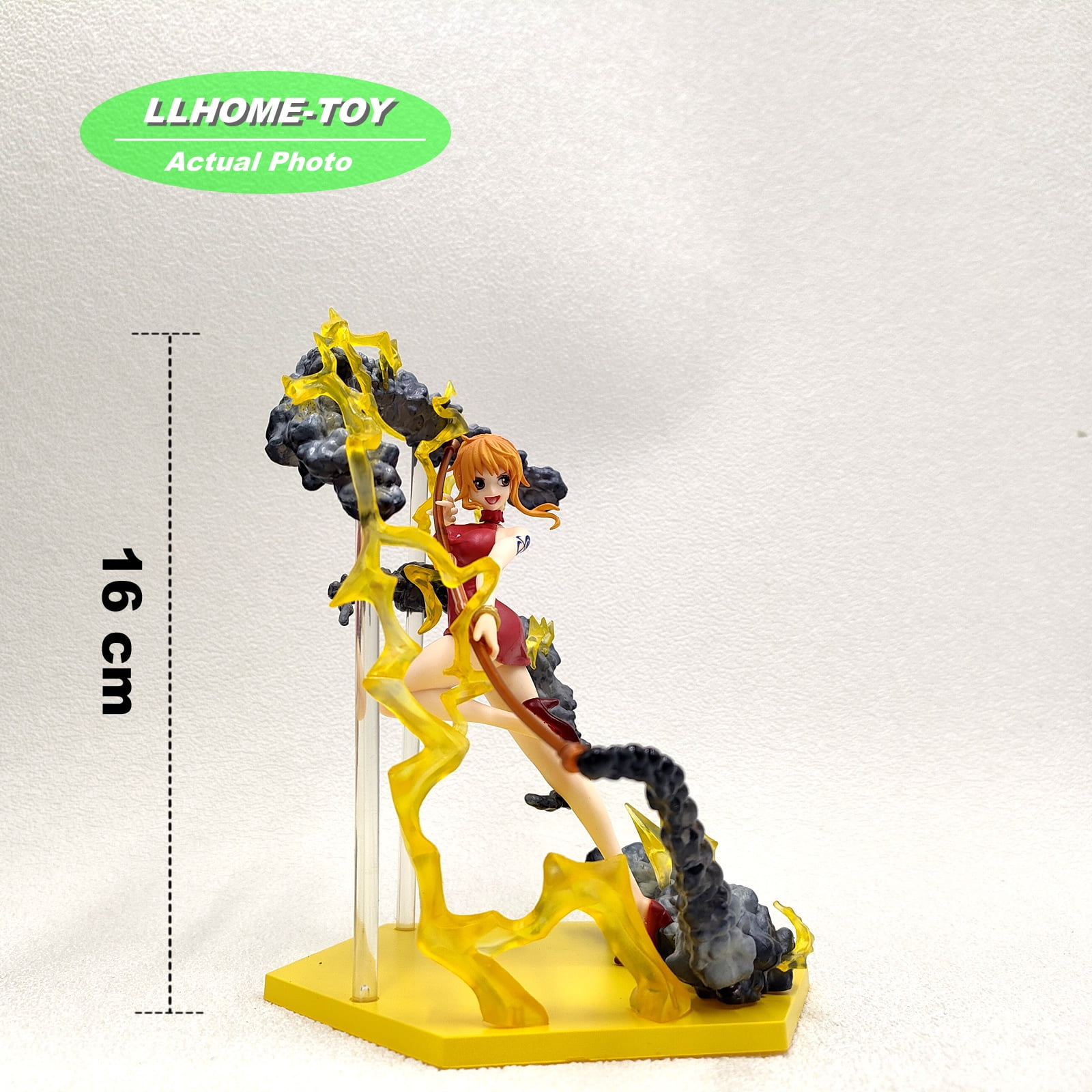 Anime OP Nami Battle BLACK BALL Hold Stick PVC Action Figure Statue Toy ...