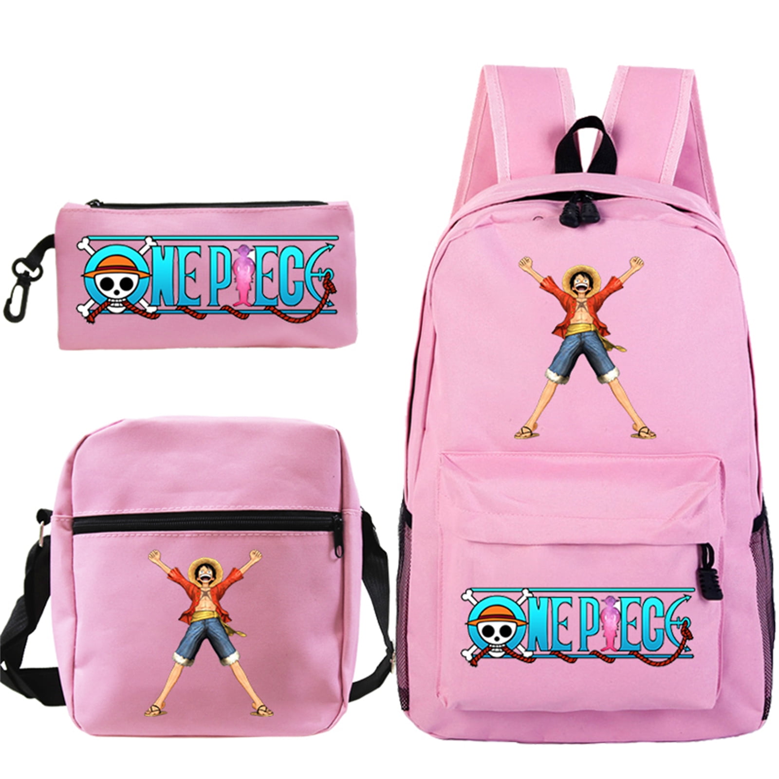 Anime One Piece Backpack Students 3 in 1 Schoolbag Set Lightweight ...