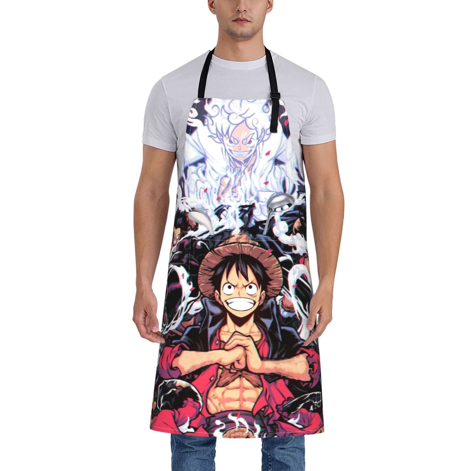Anime One Piece Bib Apron Waterdrop Resistant Adjustable For Men, Chef ...