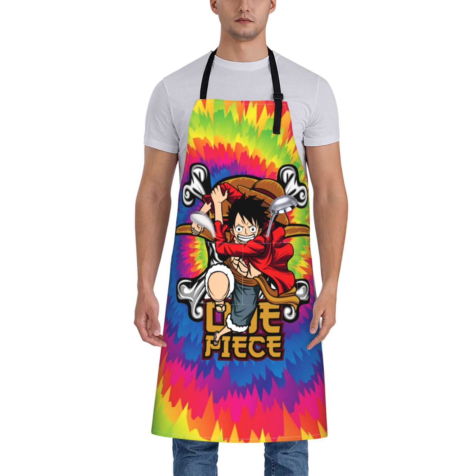 Anime One Piece Bib Apron Waterdrop Resistant Adjustable For Men, Chef ...