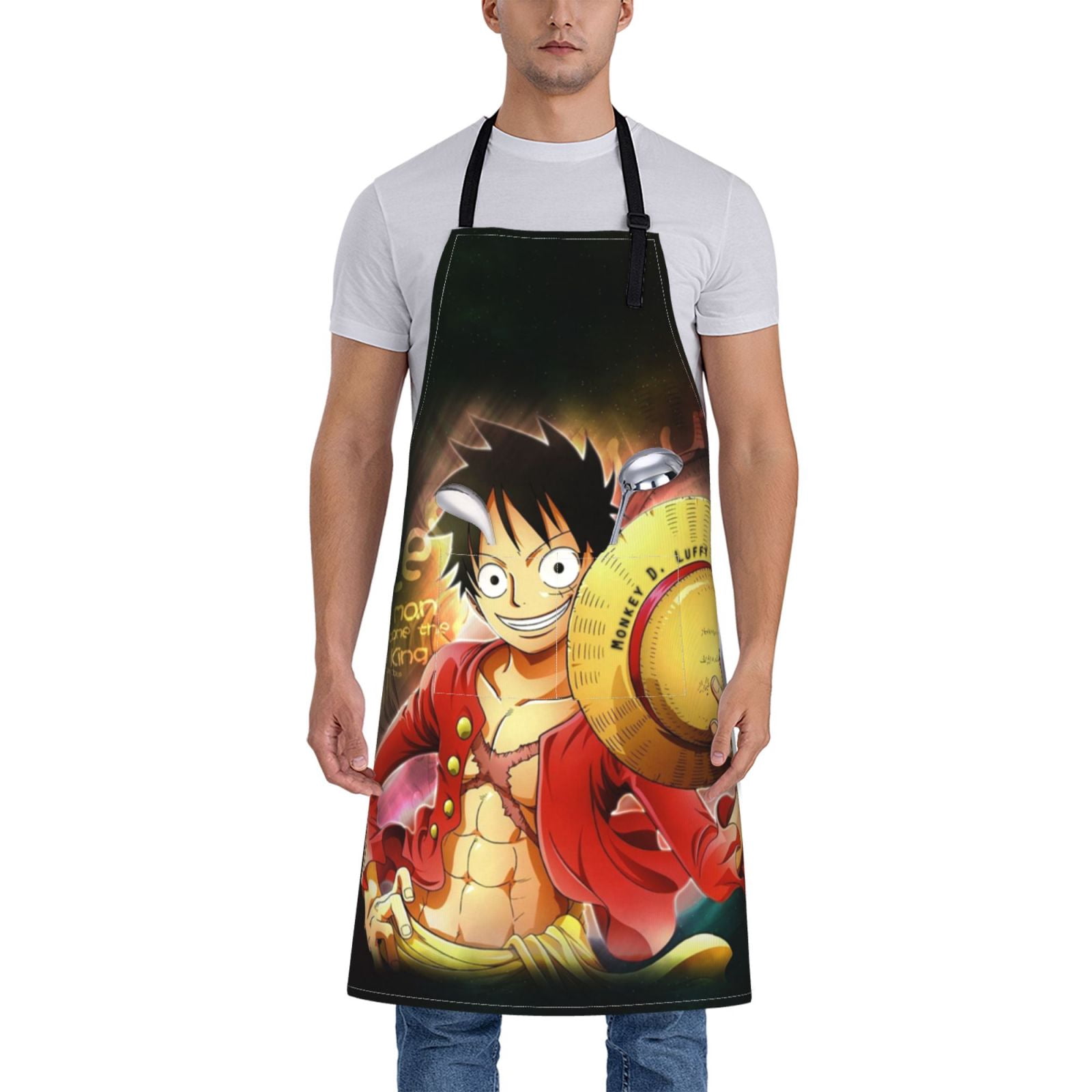 Anime One Piece Bib Apron Waterdrop Resistant Adjustable For Men, Chef ...