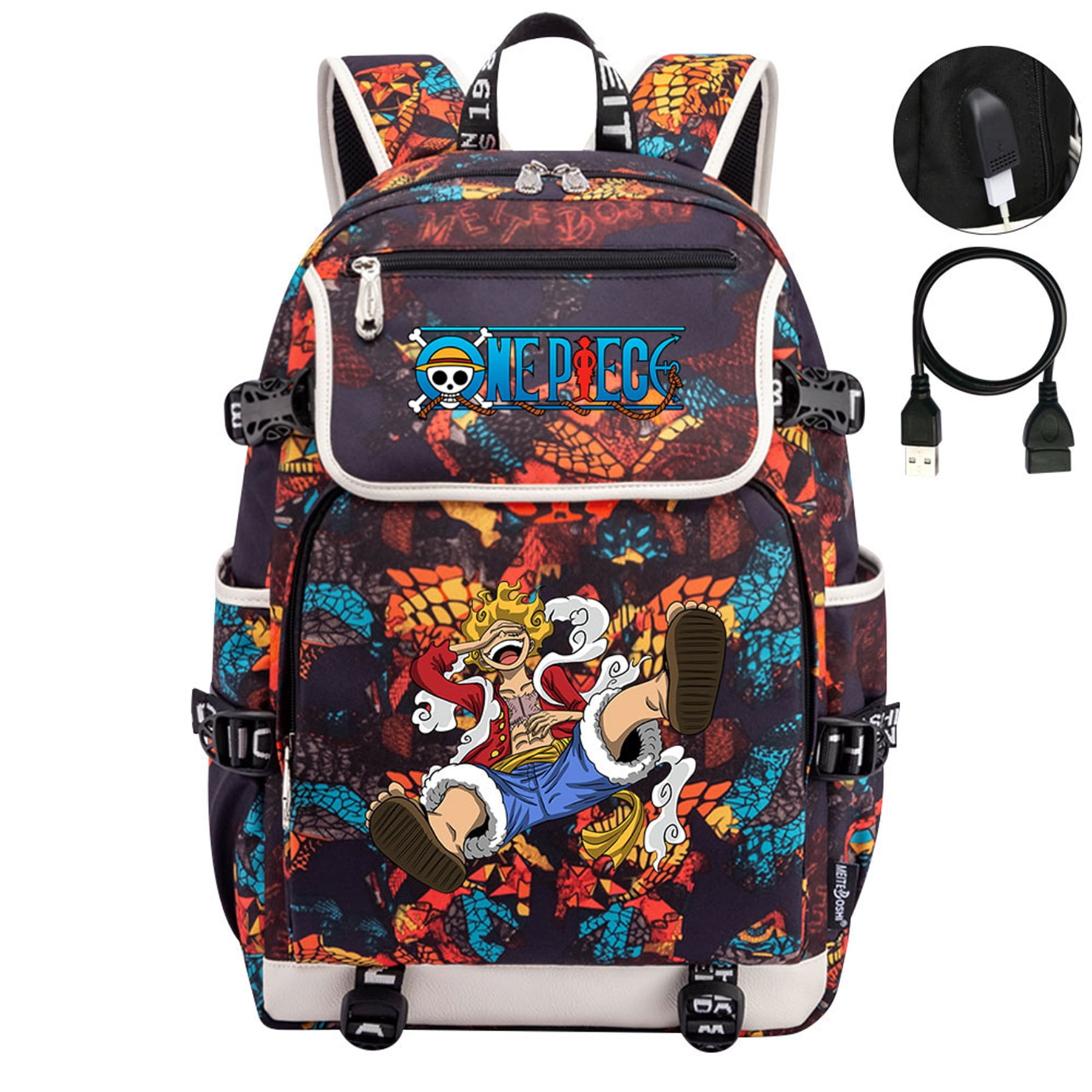 Anime One Piece Classic Backpack Student Back to School Bag with USB ...