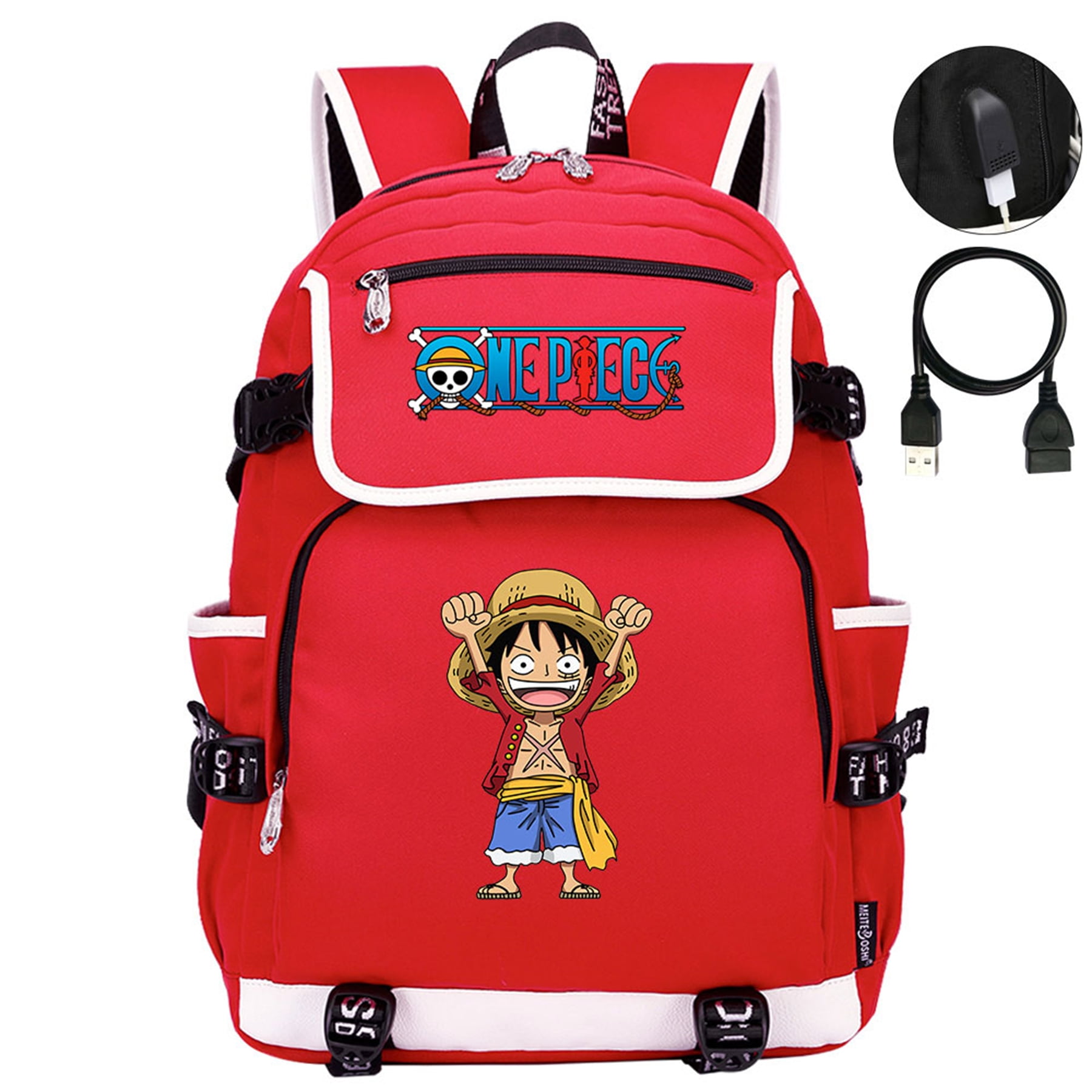 Anime One Piece Classic Backpack Student School Bookbag with USB ...