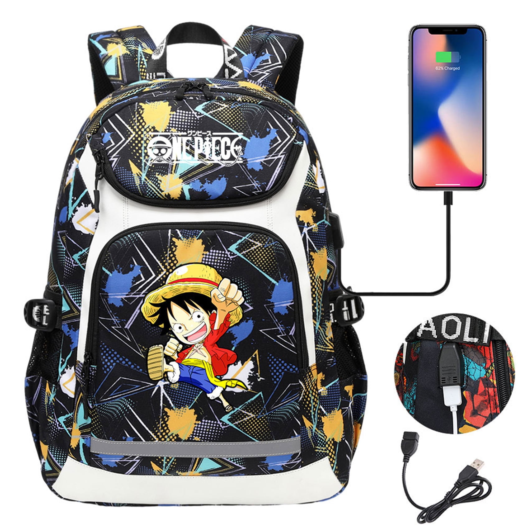 Anime One Piece Luffy Backpack Lightweight Schoolbag Student ...