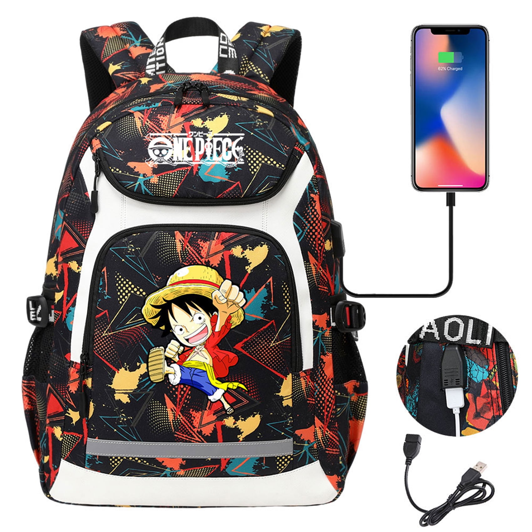Anime One Piece Luffy Backpack Lightweight Schoolbag Student ...