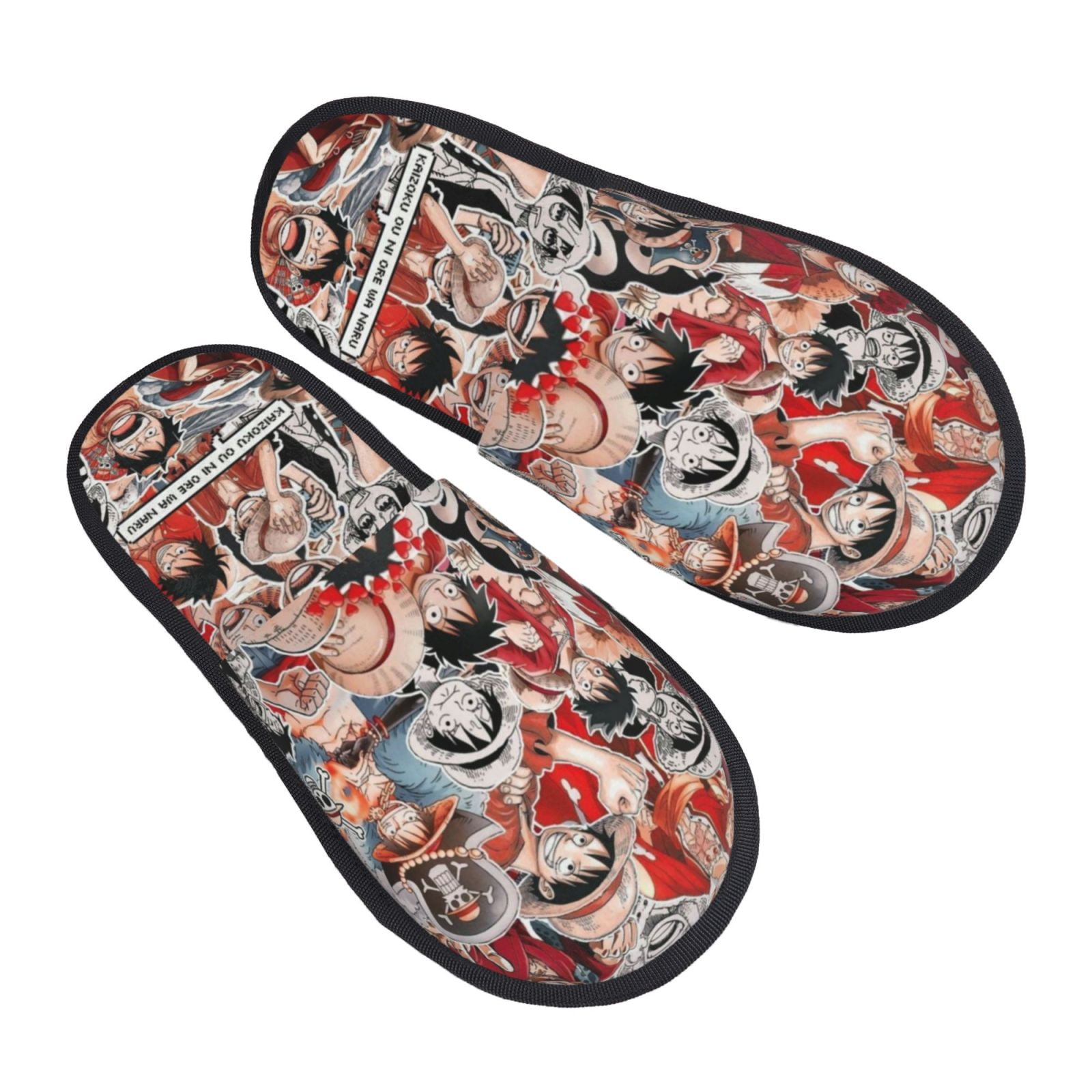 Anime One-Piece Luffy Furry Slippers For Men Women Fuzzy House Slippers ...