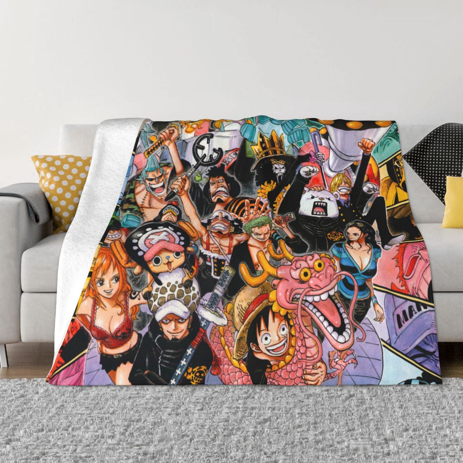 Anime One-Piece Luffy Throw Blanket Couch Bed Sofa Soft Lightweight ...