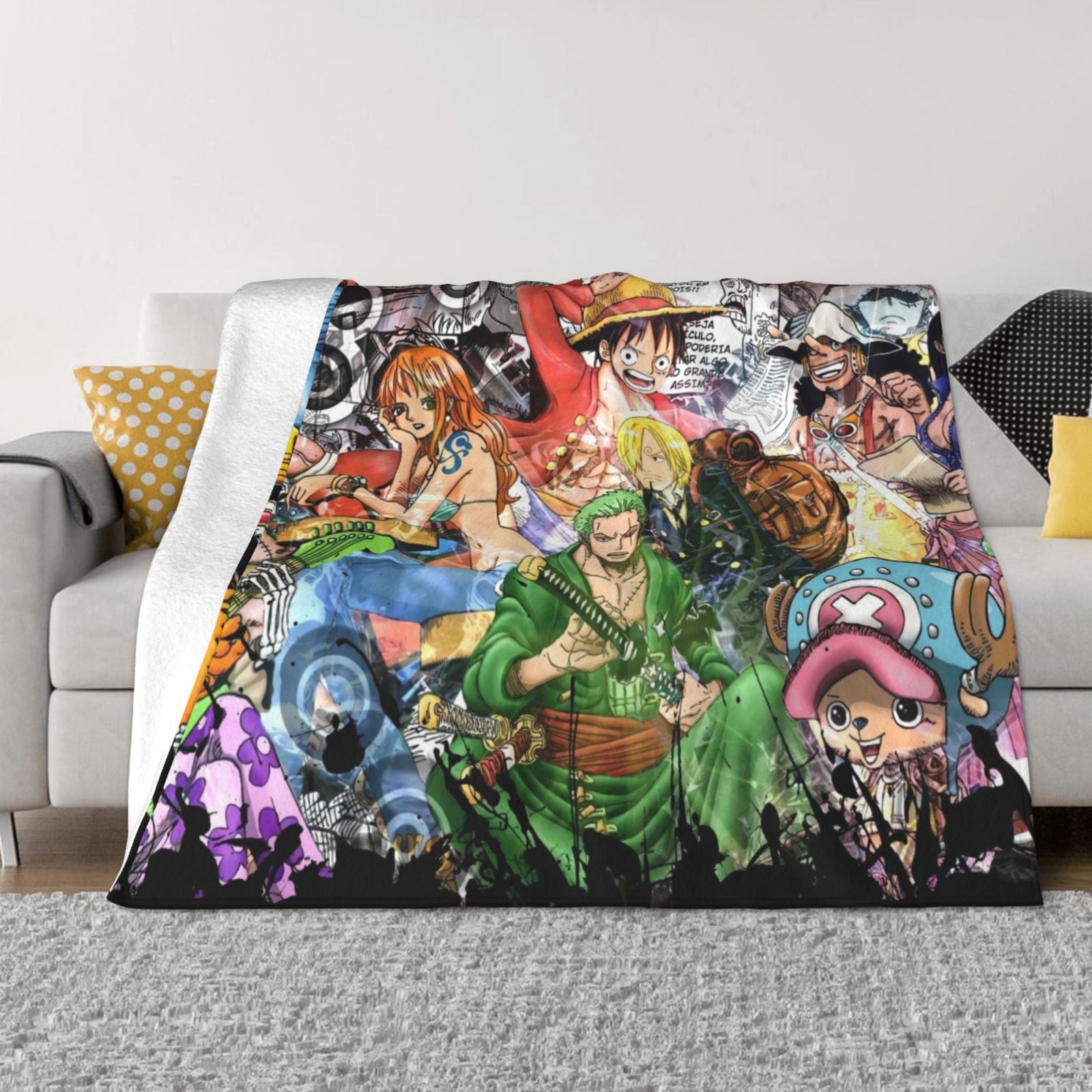 Anime One-Piece Luffy Throw Blanket Couch Bed Sofa Soft Lightweight ...