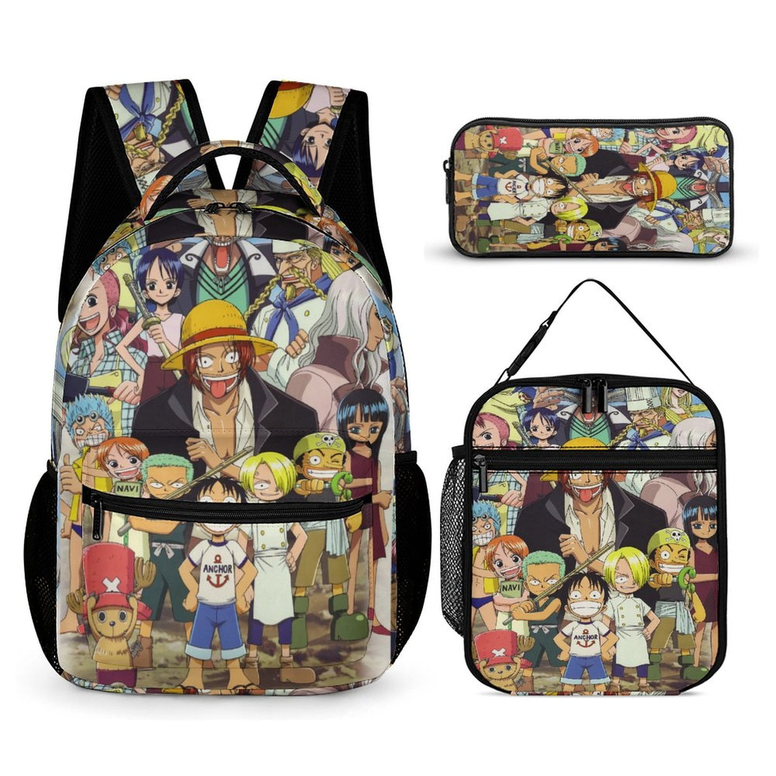 Anime One Piece Monkey D Luffy & Roronoa Zoro & Sanji & Shanks Backpack ...