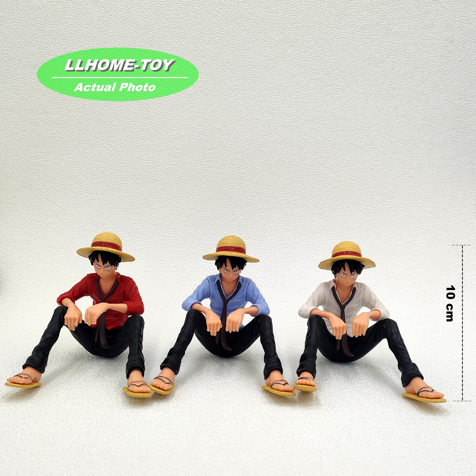 Anime One Piece Monkey D Luffy Shirt Sitting 3Pcs Figure Statue Toy ...