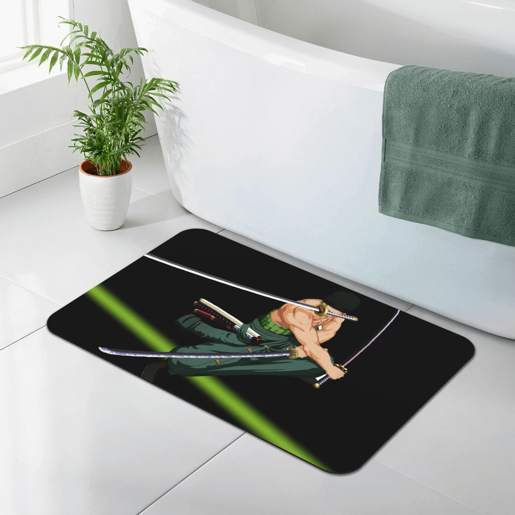 Anime One Piece Roronoa Zoro Bath Mat Diatomaceous Earth Shower Mat Non ...