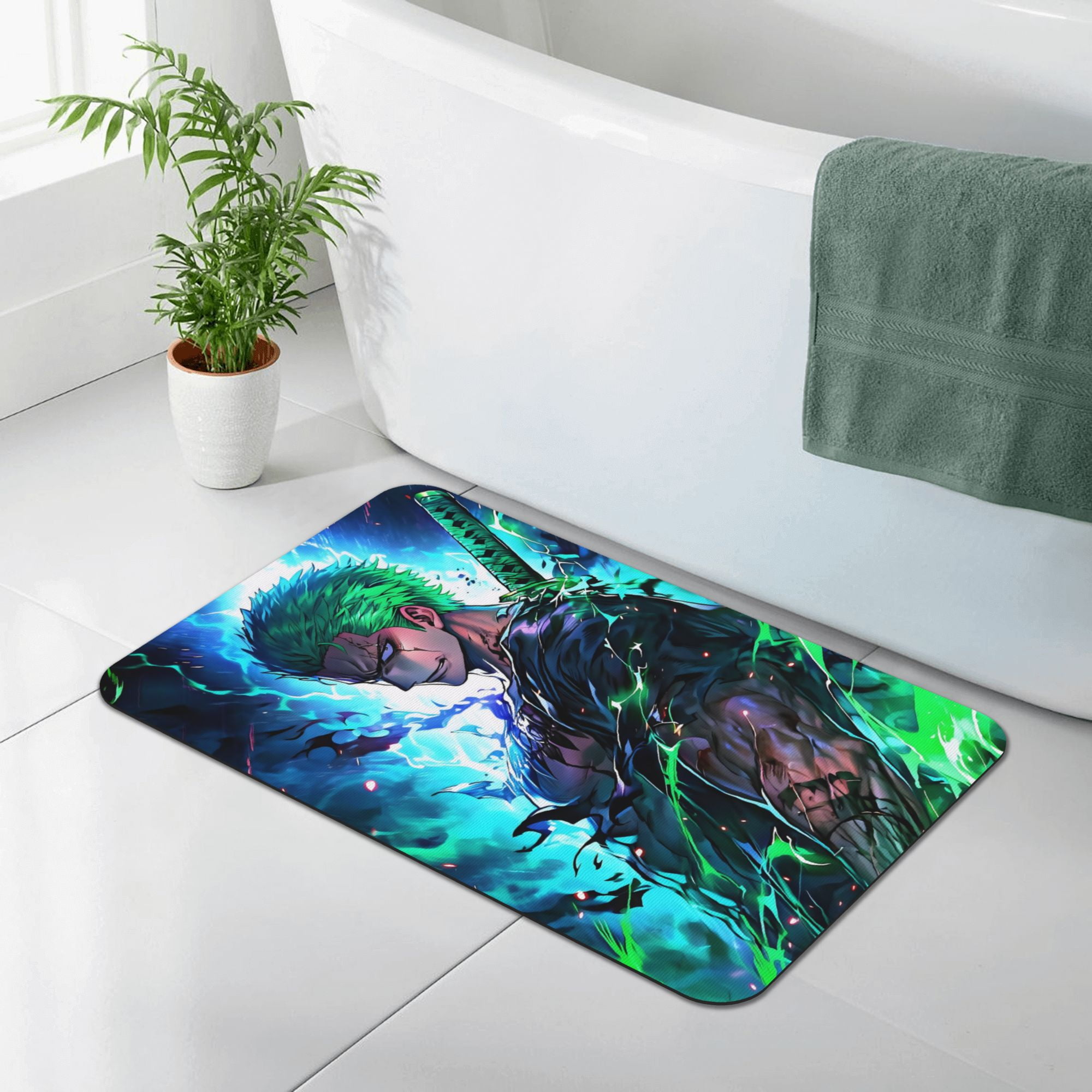 Anime One Piece Roronoa Zoro Bath Mat Diatomaceous Earth Shower Mat Non ...