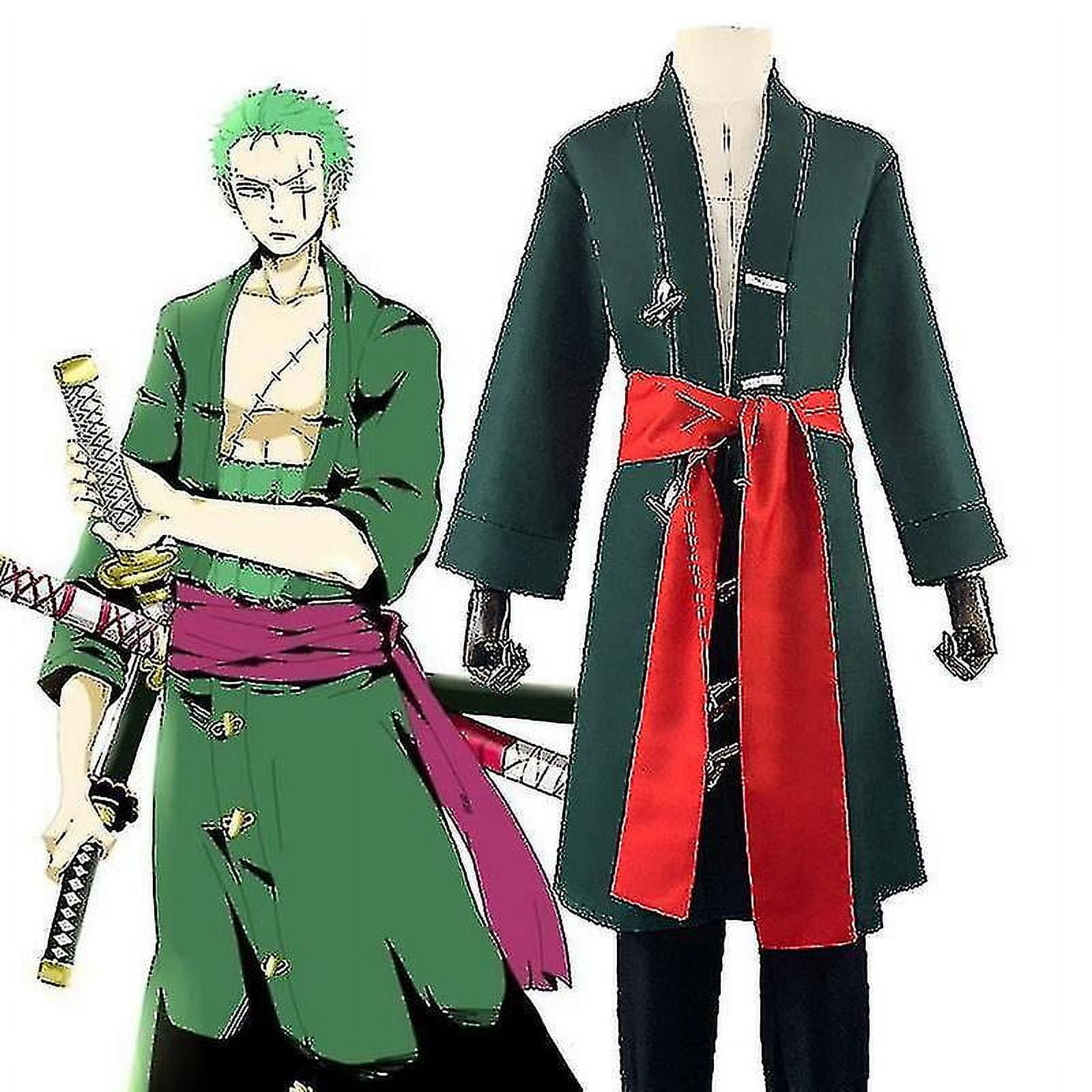 Anime One Piece Roronoa Zoro Cosplay Costume Green Kimono Robe Suit ...