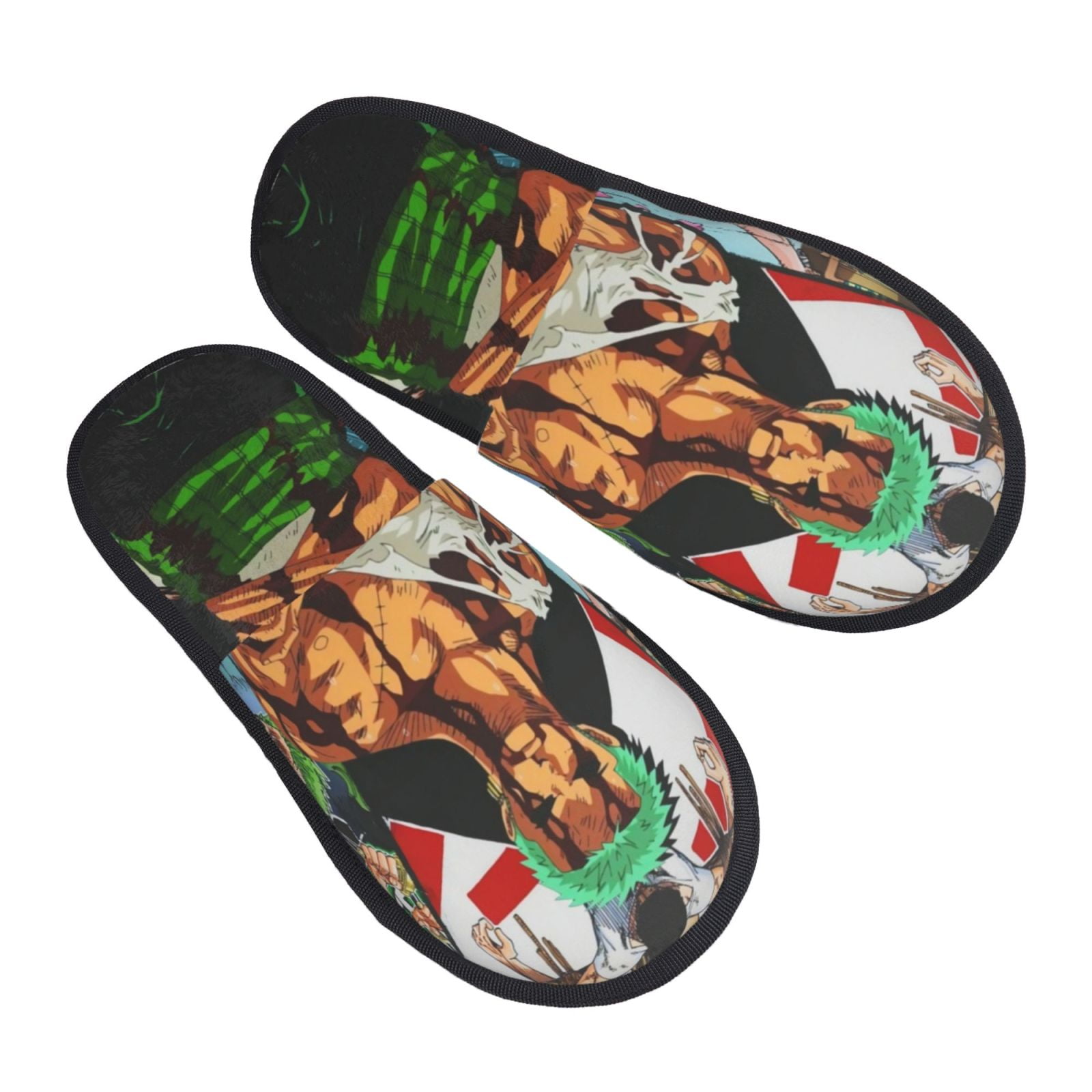Anime One-Piece Roronoa Zoro Furry Slippers For Men Women Fuzzy House ...