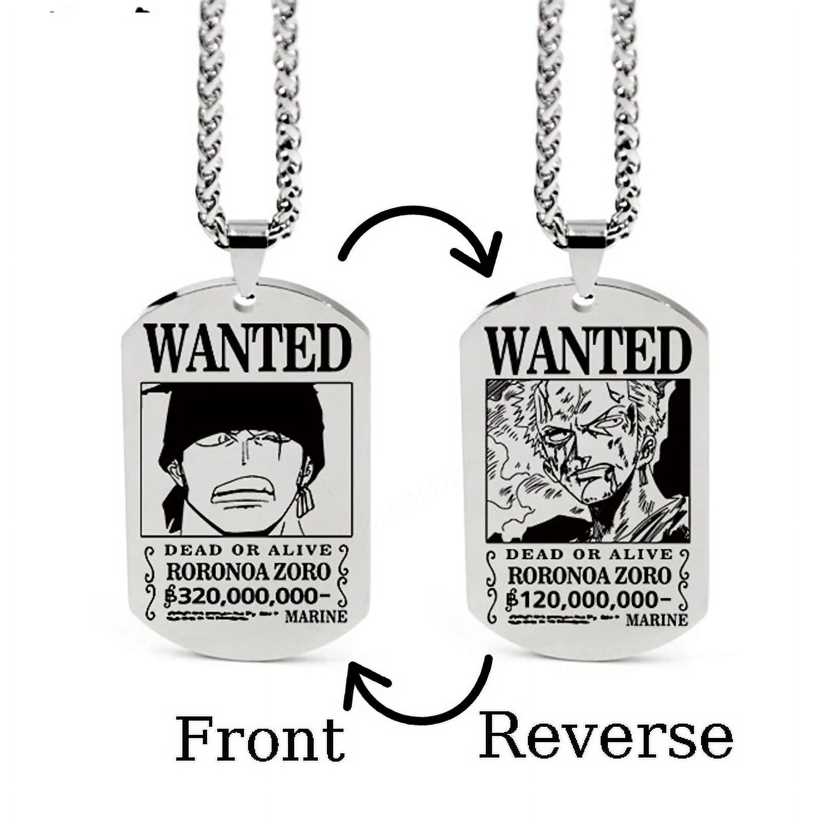 Anime One Piece Wanted Necklace Pendant for Men Women Metal Cartoons ...