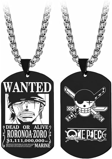 Anime One Piece Wanted Poster Pendant Necklace Titanium Steel Chain ...