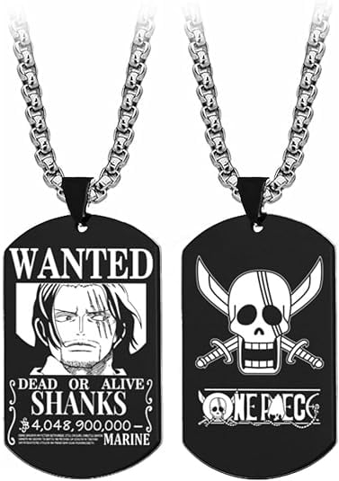 Anime One Piece Wanted Poster Pendant Necklace Titanium Steel Chain ...