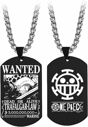 Anime One Piece Wanted Poster Pendant Necklace Titanium Steel Chain ...