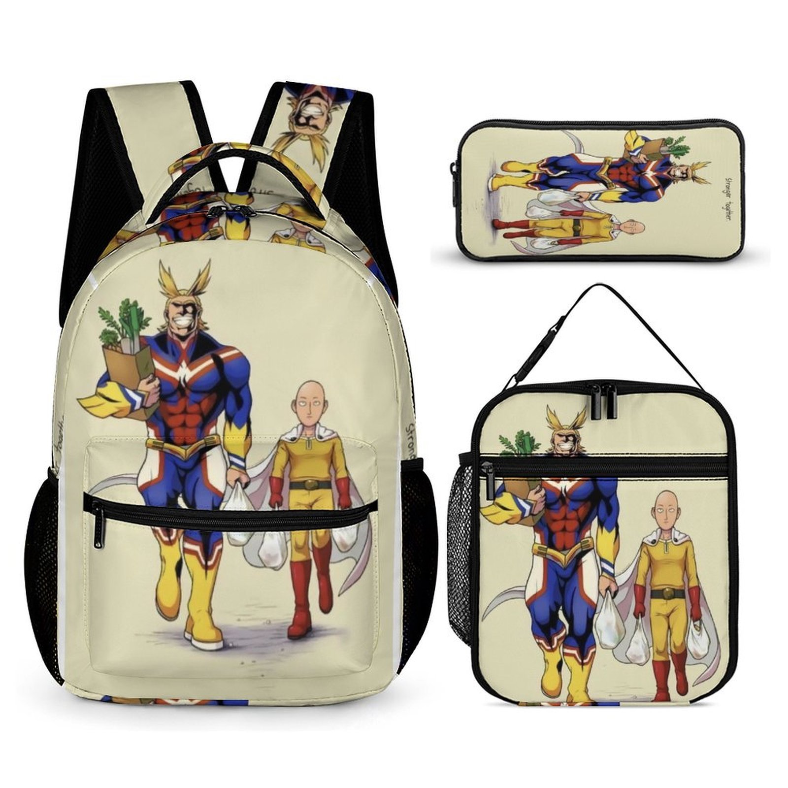 Anime One Punch Man My Hero Academia Poster Backpack Set for School, 3 ...