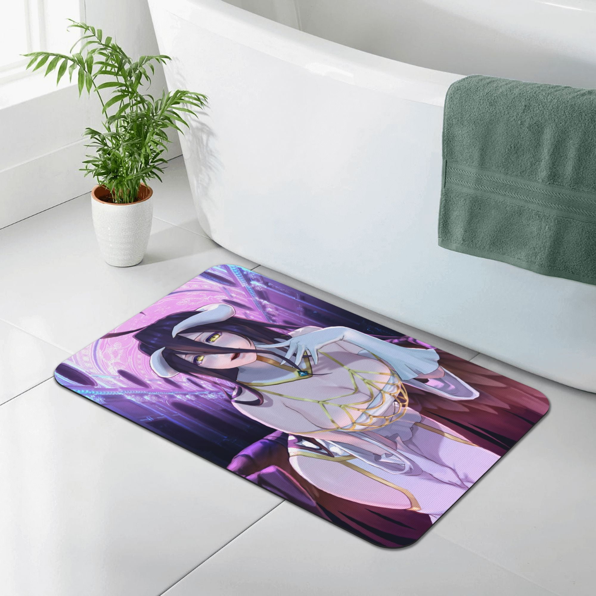 Anime Overlord Albedo Bath Mat Diatomaceous Earth Shower Mat Non-Slip ...