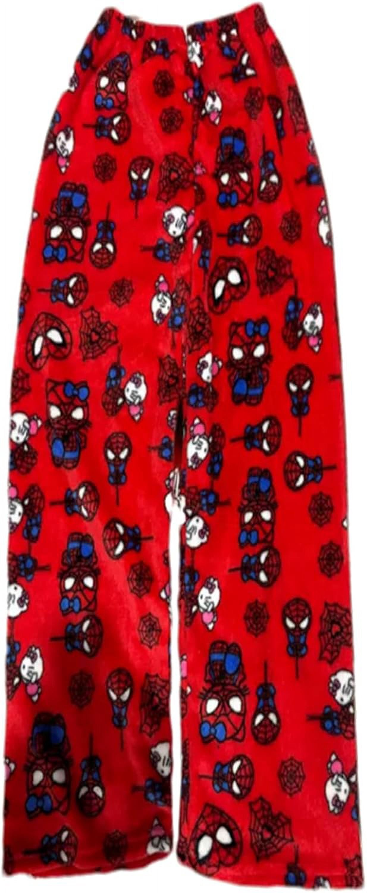 Anime Pajama Pants for Women Girls Cute Cartoon Cat Spider Pjs Flannel ...