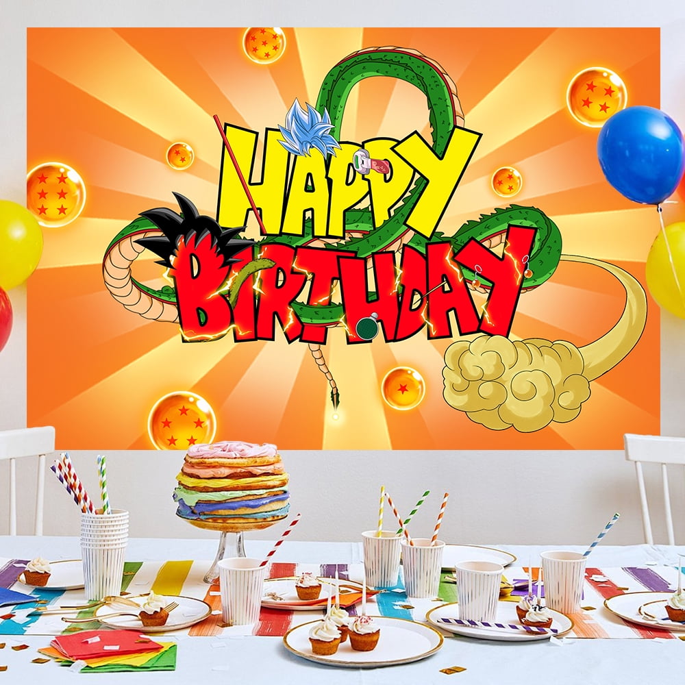 Anime Party Decorations, 7x5ft Cartoon Birthday Backdrop Dragon ...