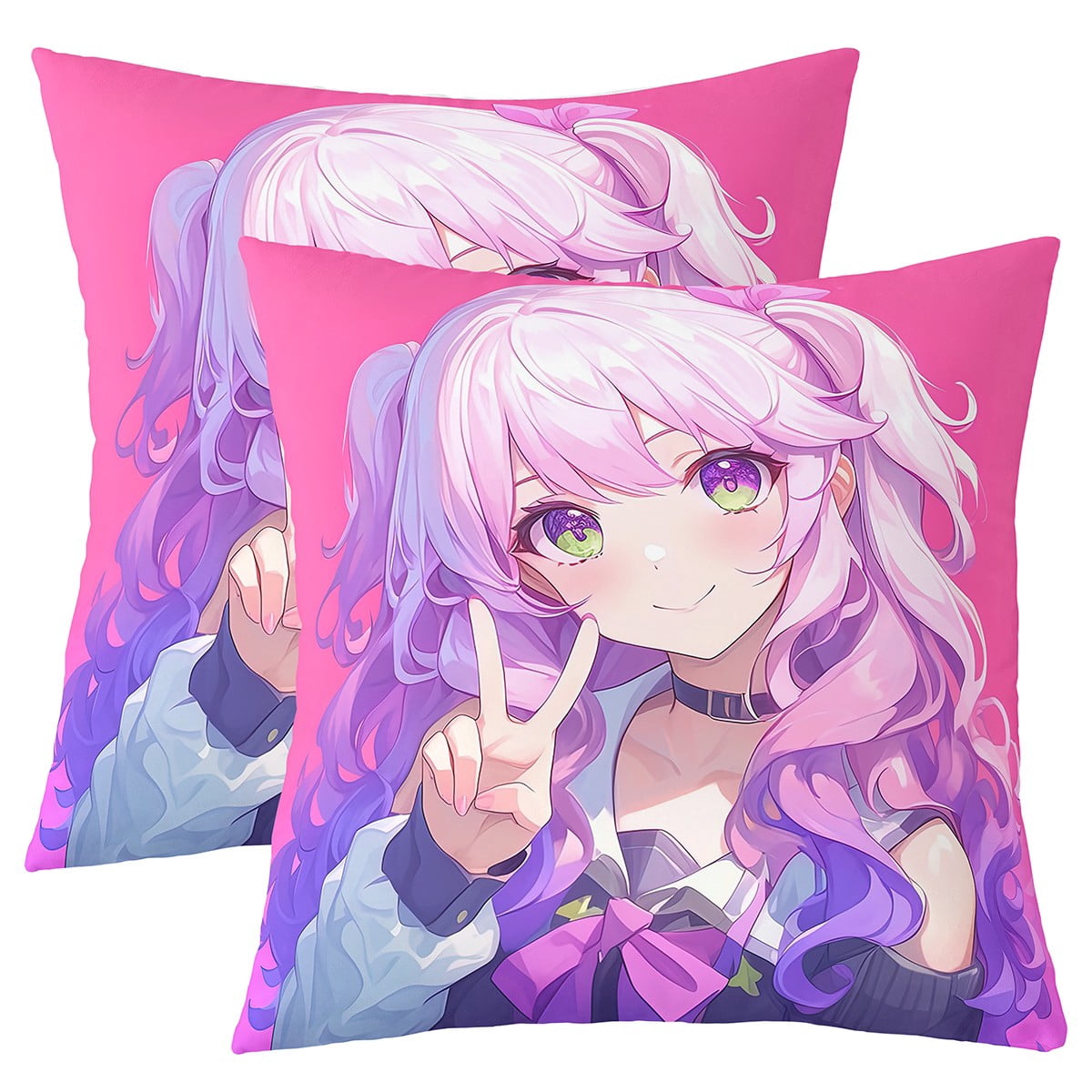 Anime Pillow Covers Pack of 2,Kawaii Anime Japanese Cushion Cases for ...