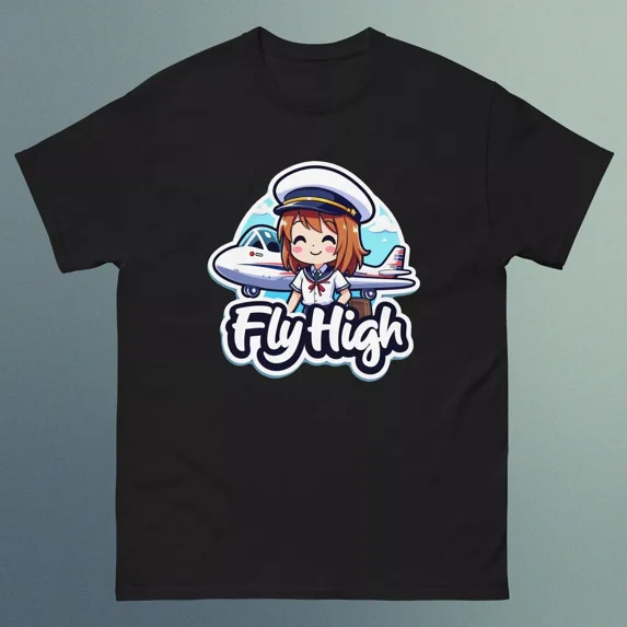 Anime Pilot Lady - Fly High - Design D - Unisex Short Sleeve T-Shirt ...
