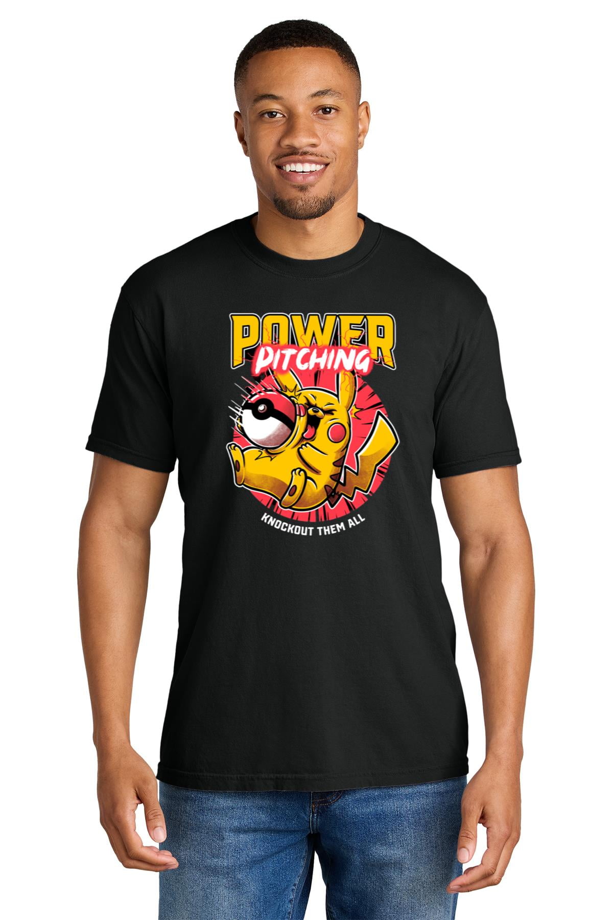 Anime Pitcher Baseball Crossover Power-Up Graphic Comfort Color T-Shirt ...