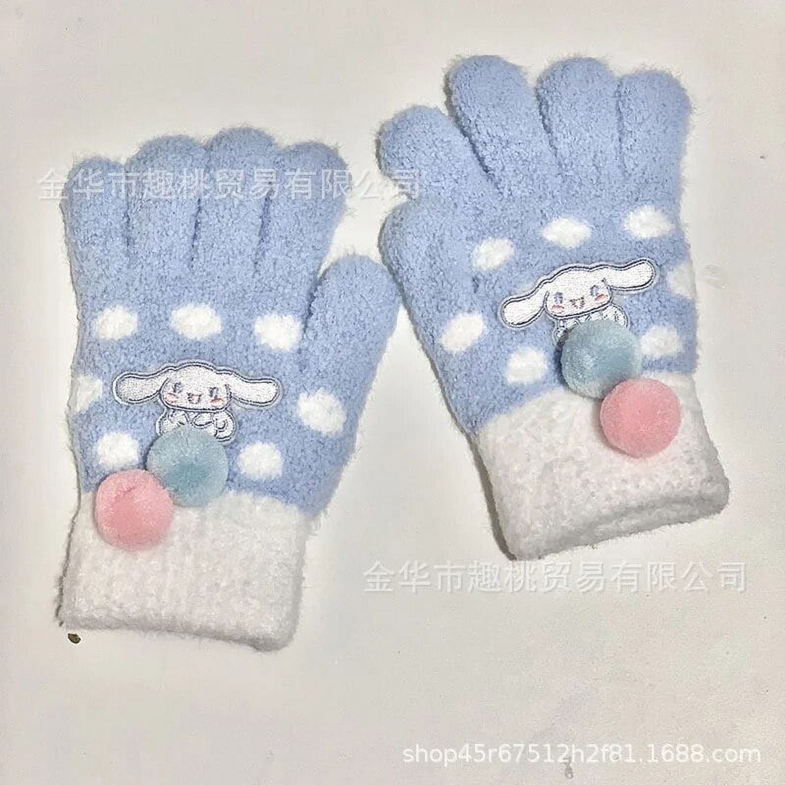 Anime Plush Gloves Hello Kitty Kuromi My Melody Five Finger Gloves ...