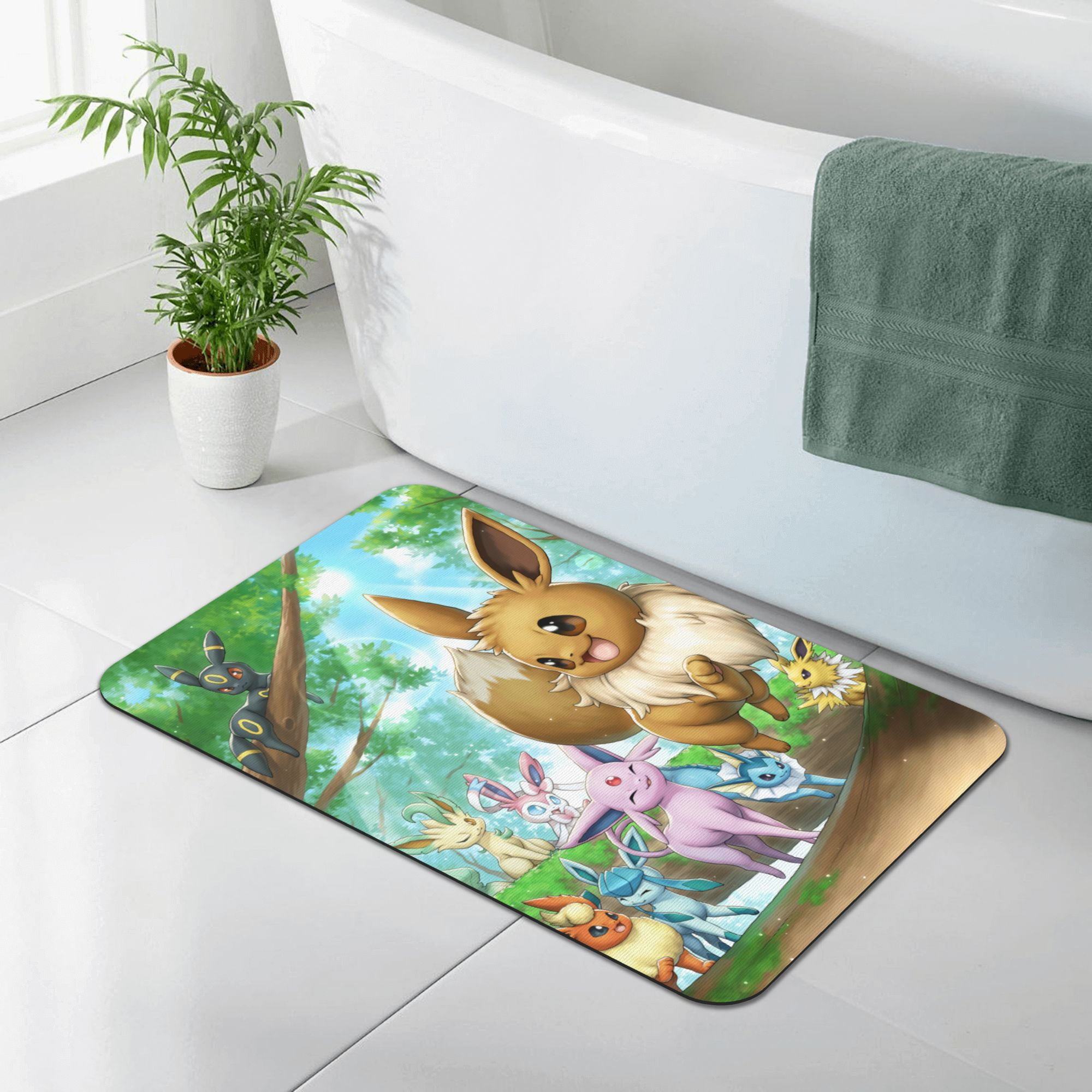 Anime Pokemon Eeveelution Bath Mat Diatomaceous Earth Shower Mat Non ...