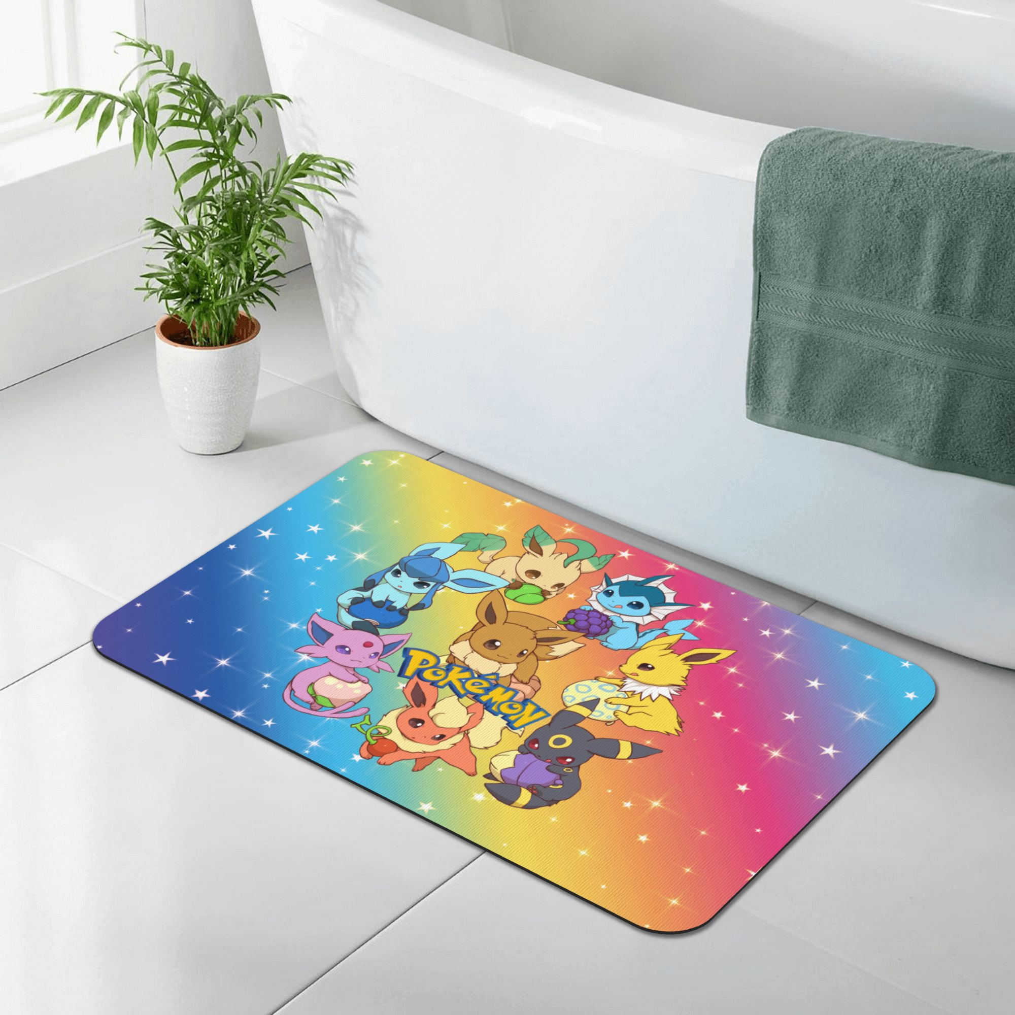 Anime Pokemon Eeveelution Bath Mat Diatomaceous Earth Shower Mat Non ...