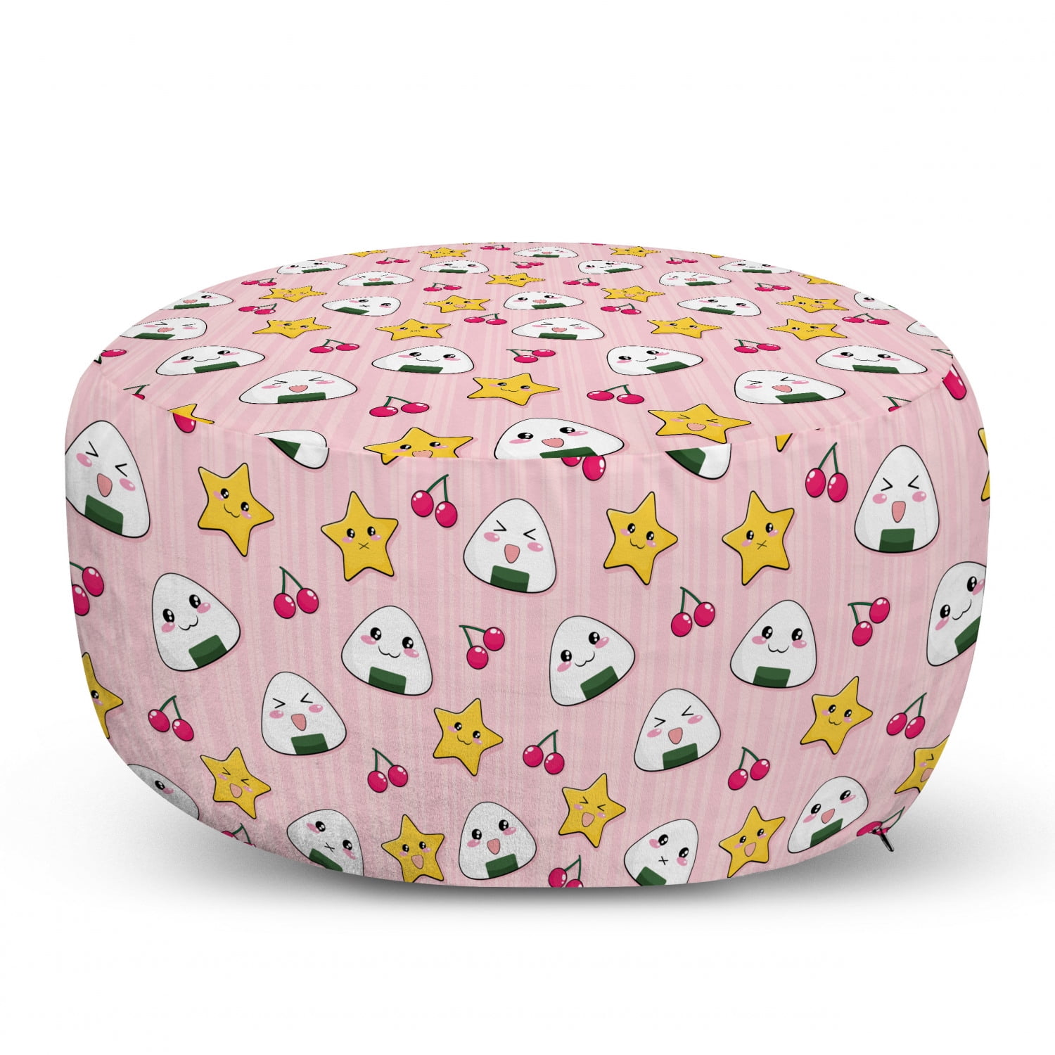 Anime Pouf Cover with Zipper, Funny Pattern with Japanese Rice Balls ...