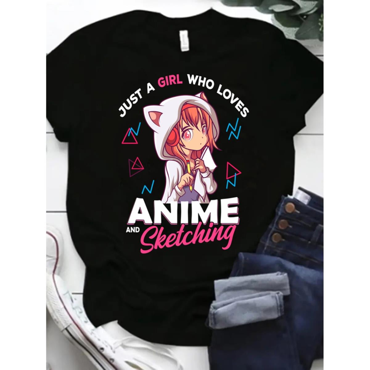 Anime Print Crew Neck T-Shirt, Casual Short Sleeve T-Shirt For Spring ...