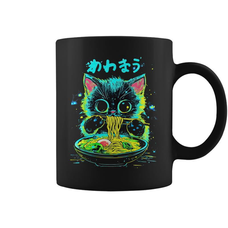 Anime Ramen Cat Japanese Retro Noodles Aesthetic Kawaii Cat Coffee Mugs ...
