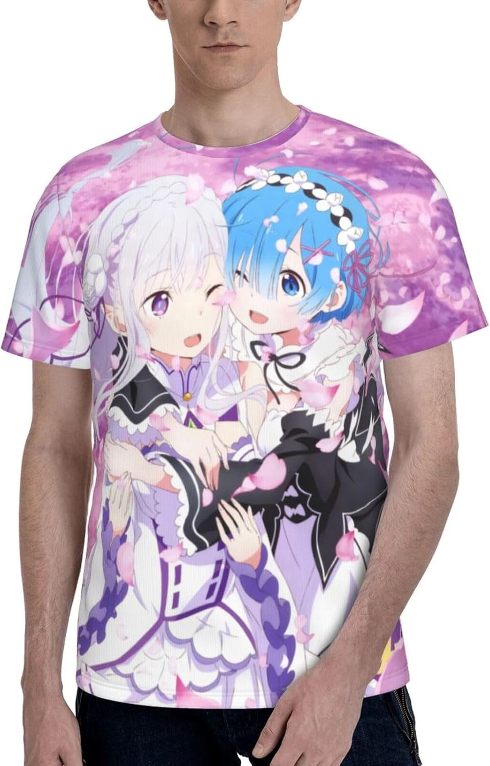 Anime Re Zero Rem and Ram Shirt Short Sleeve Cosplay T-Shirts Crew Neck ...
