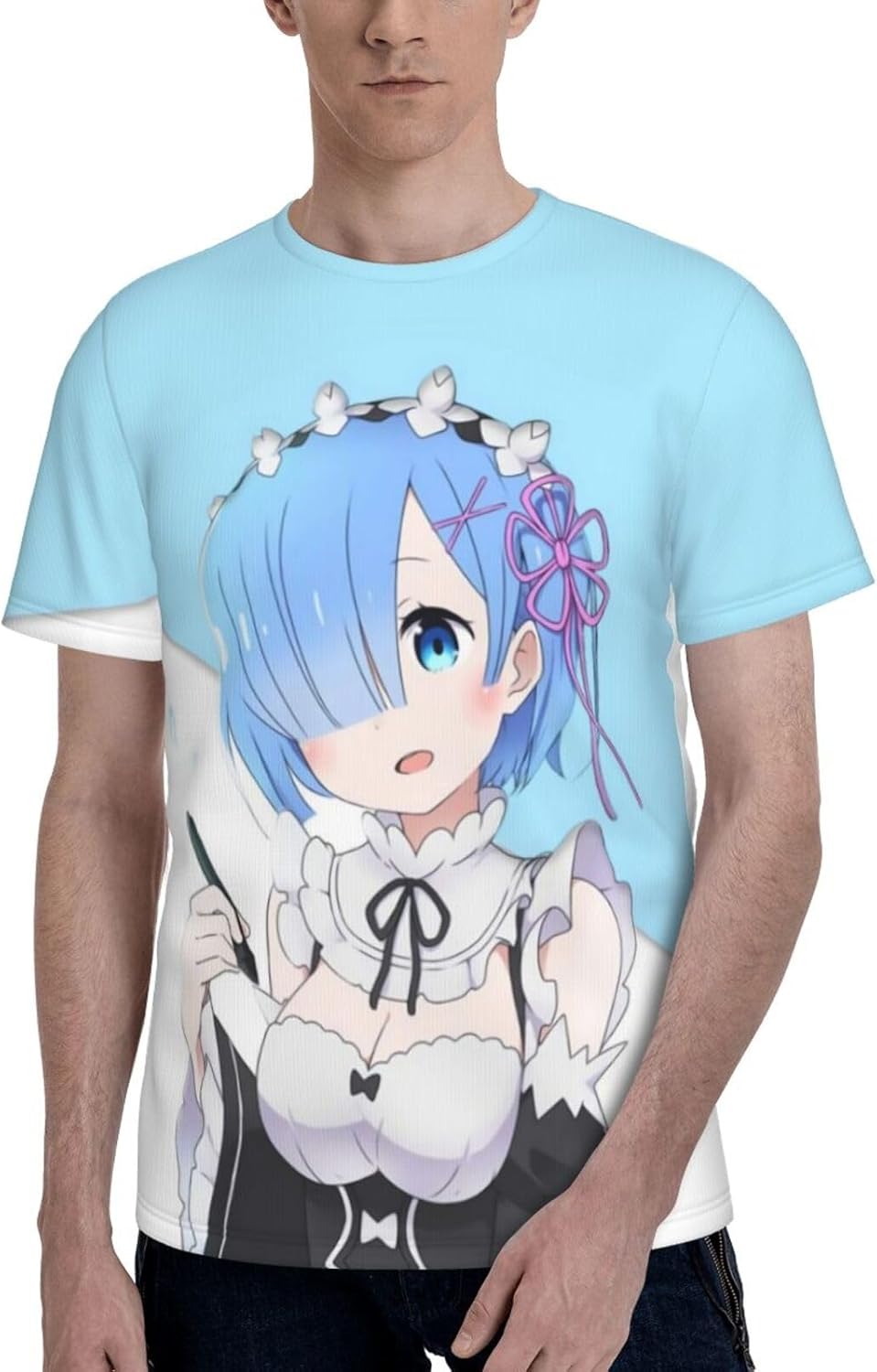 Anime Re Zero Rem and Ram Shirt Short Sleeve Cosplay T-Shirts Crew Neck ...